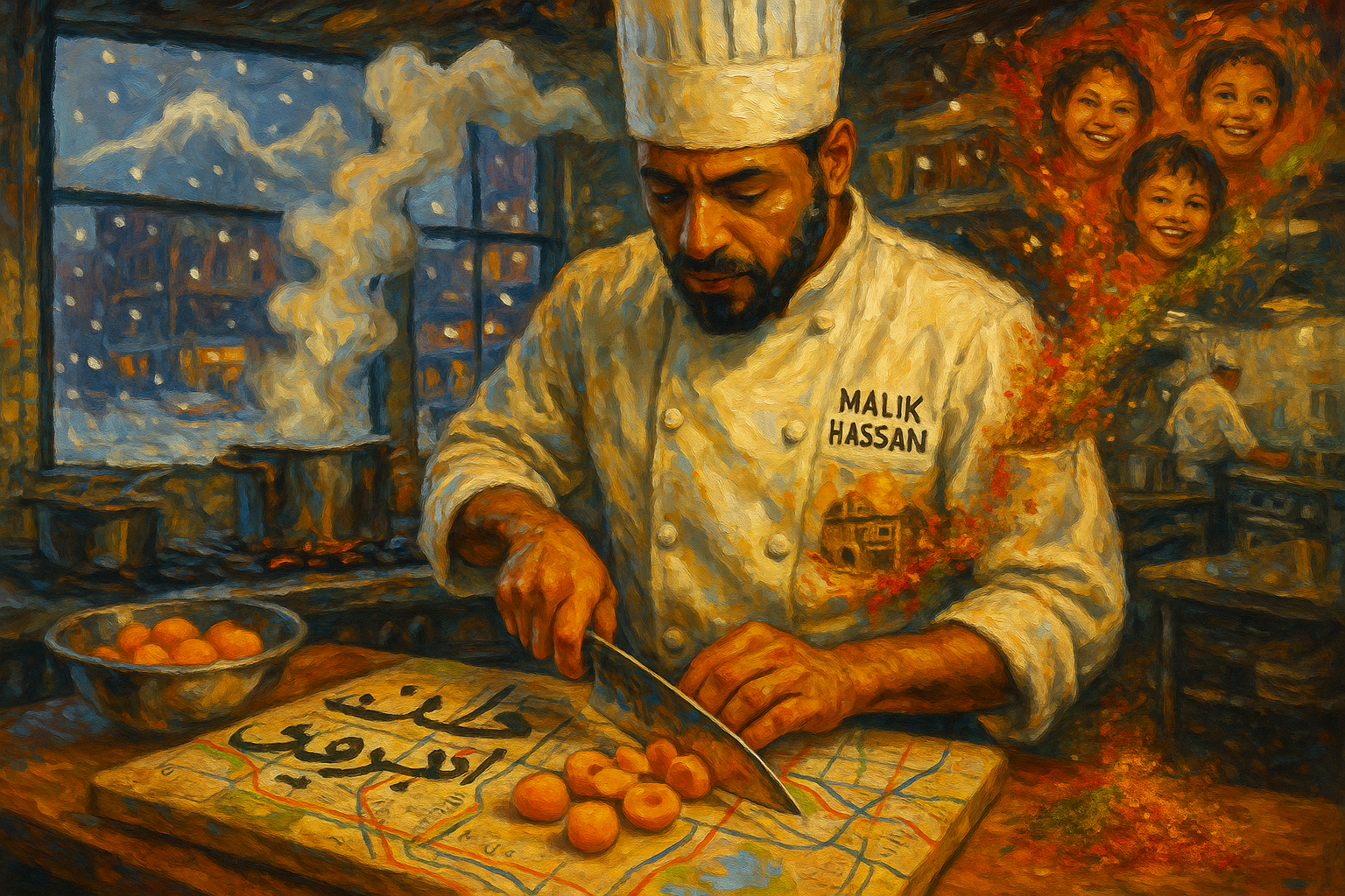 Culinary Journey Painting - Immigrant Chef Portrait | Fusion Cuisine ...